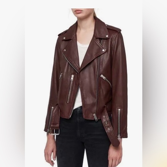 All Saints | Jackets & Coats | Allsaints Red Leather Jacket Size | Poshmark
